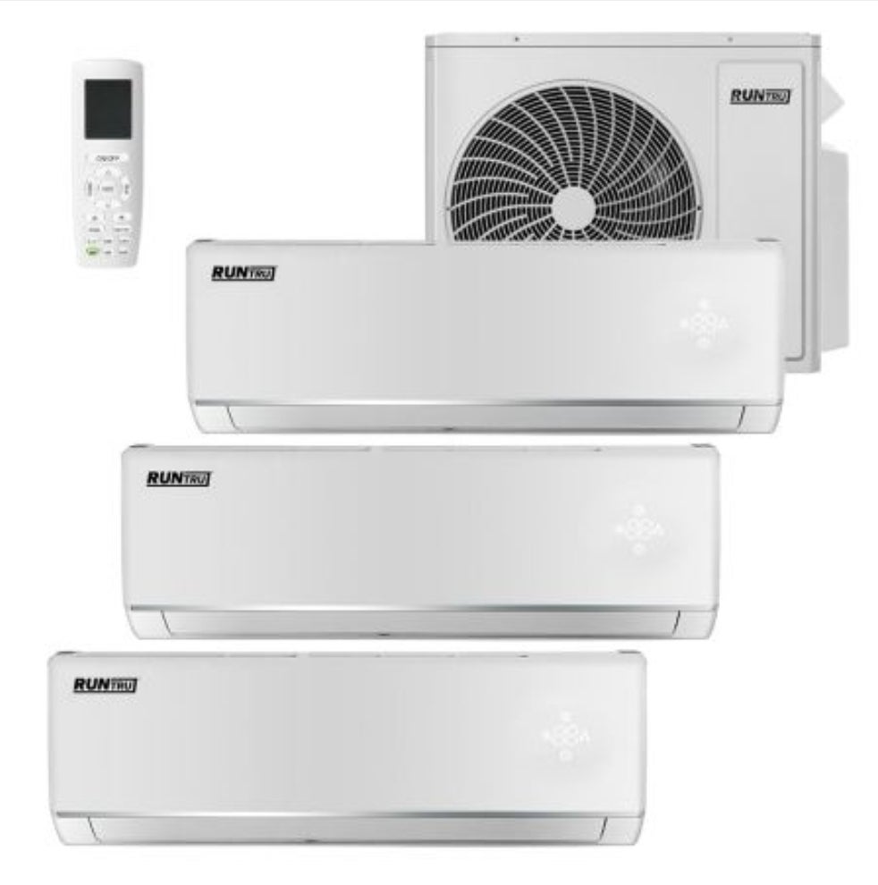 Trane RunTru Ductless Heat Pump Split System - 3 Zone Wall Mounted - 9K ...